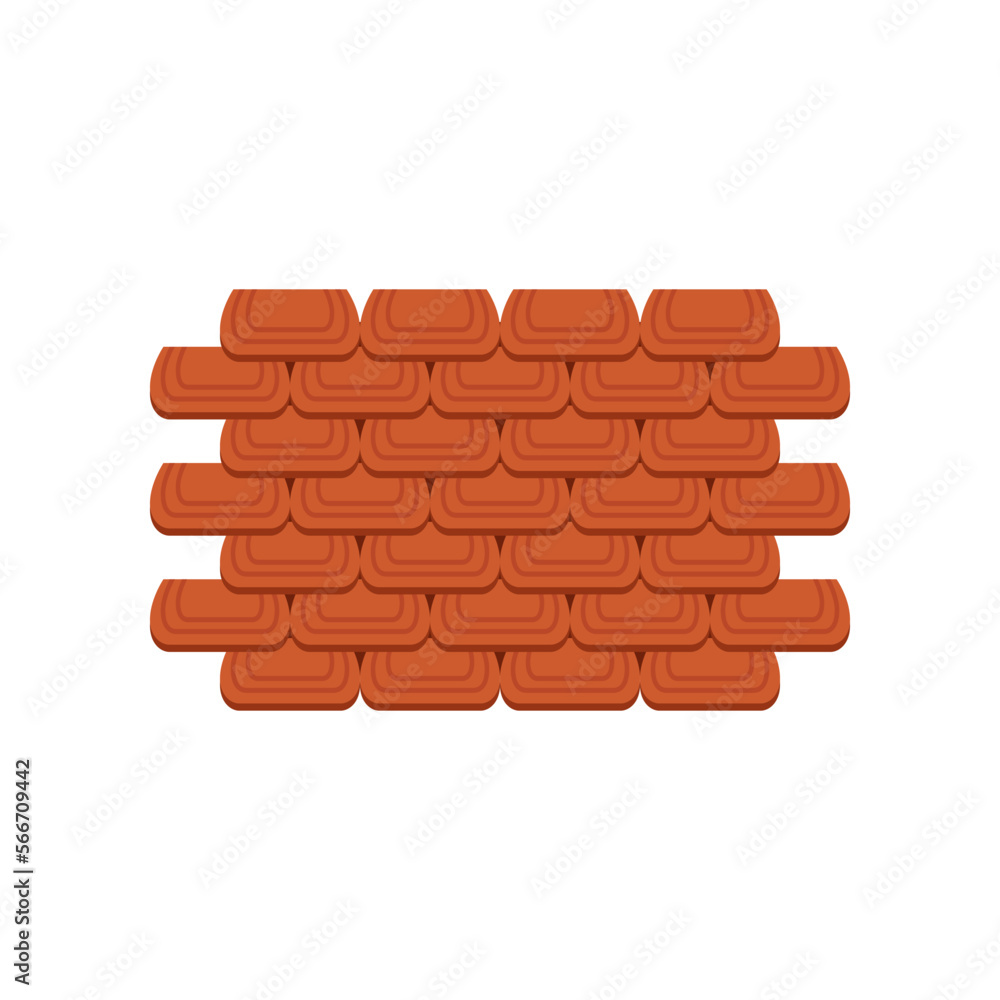 Orange ceramic roof shingles vector illustration. Cartoon drawing of ...