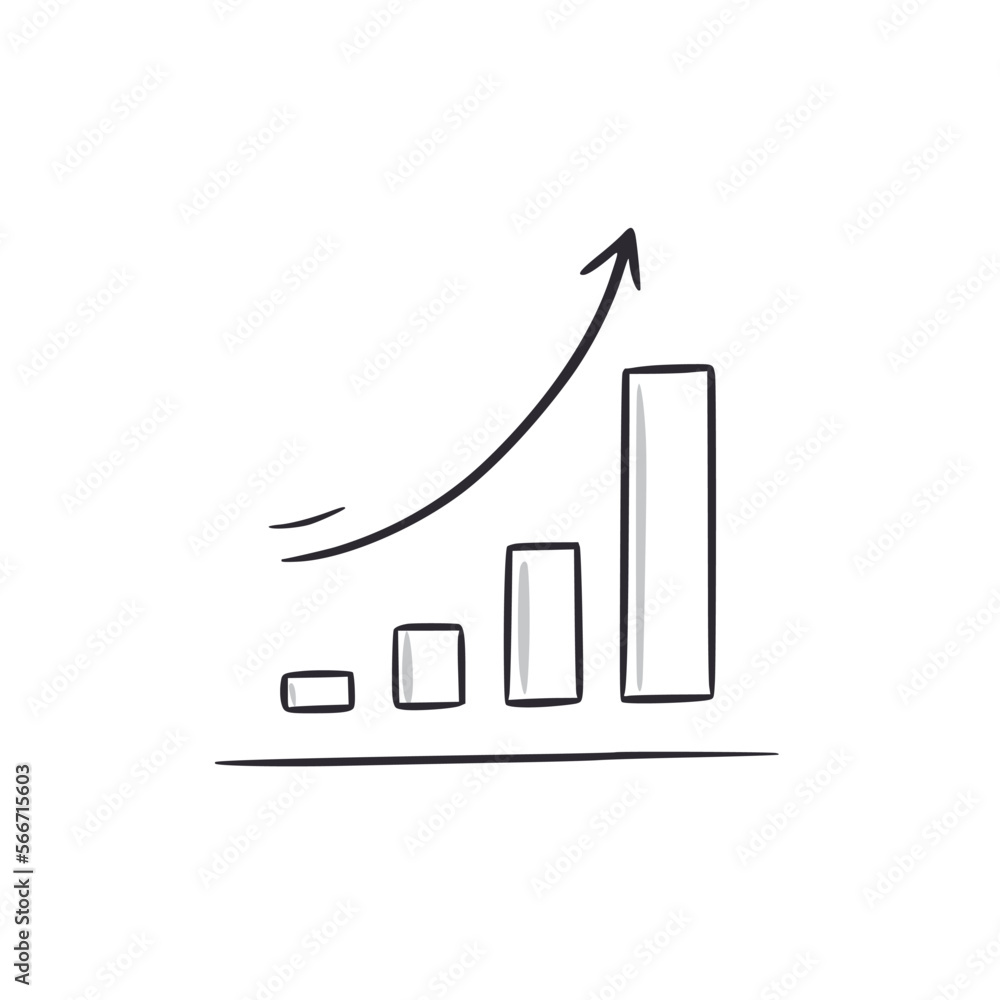 Growth statistics graphic doodle. Statistics chart arrow hand drawn ...