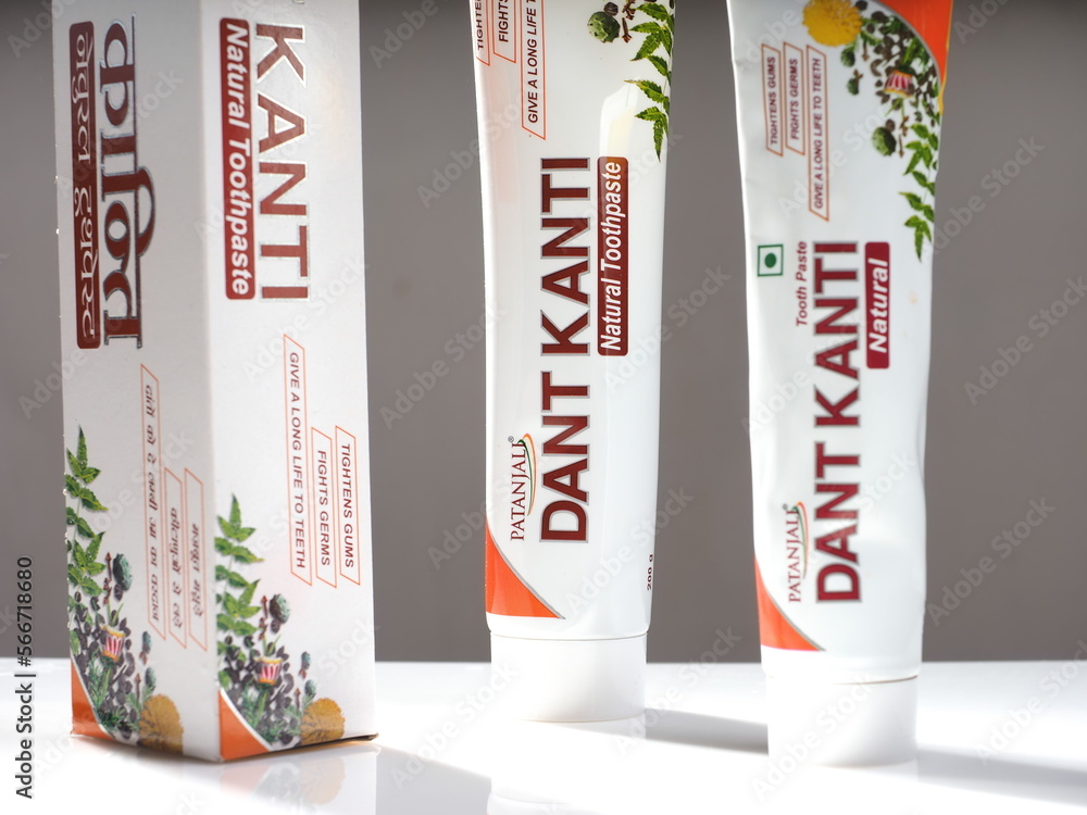 Dant Kanti toothpaste made in India. Patanjali brand packaging Stock ...