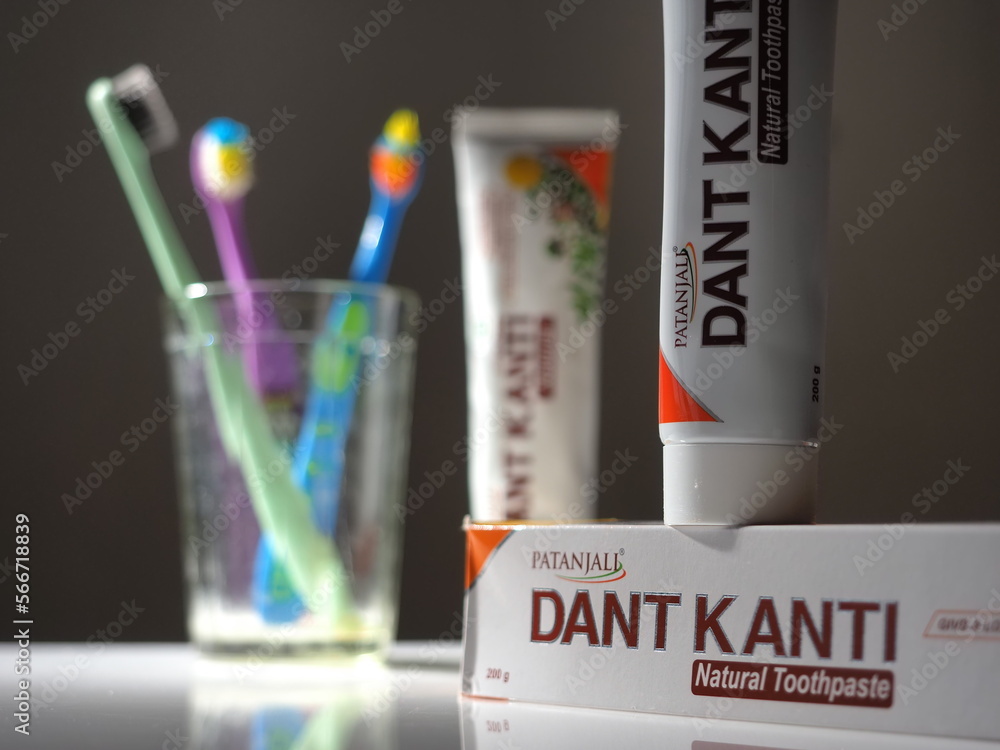 Dant Kanti toothpaste made in India. Patanjali brand packaging Stock ...