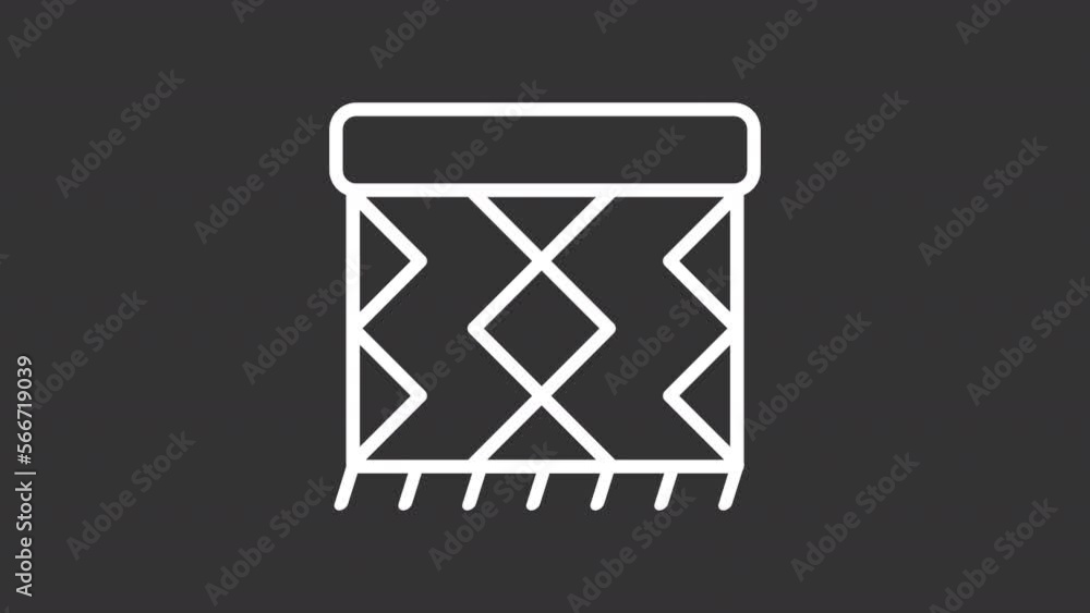 Animated rug white line icon. Decorative interior element. Loop HD ...