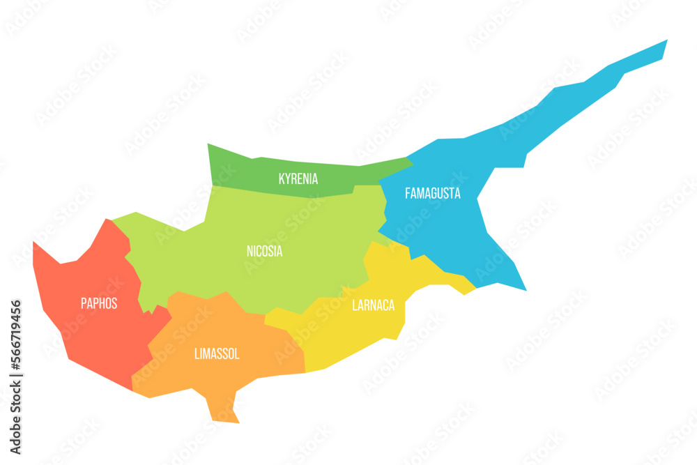Cyprus political map of administrative divisions Stock Vector | Adobe Stock