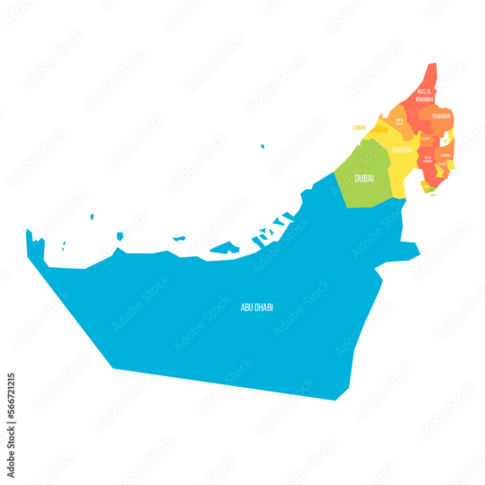 United Arab Emirates political map of administrative divisions Stock ...