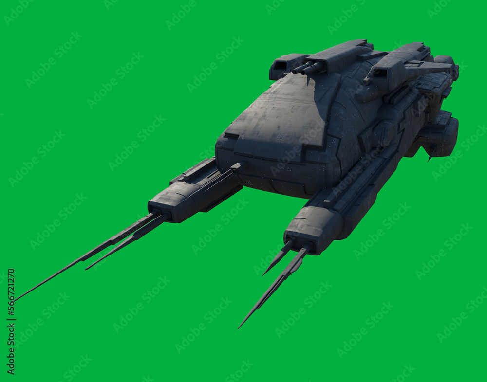Deep Space Transport Starship on Green Screen Background - Front View ...