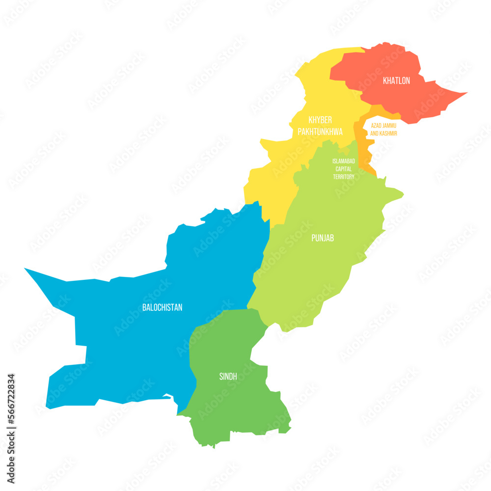 Pakistan political map of administrative divisions Stock Vector | Adobe Stock