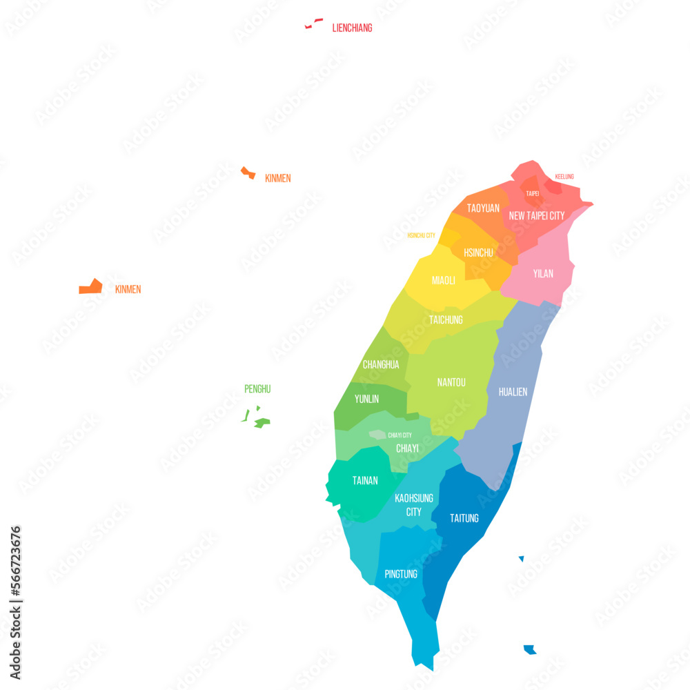 Taiwan political map of administrative divisions Stock Vector | Adobe Stock