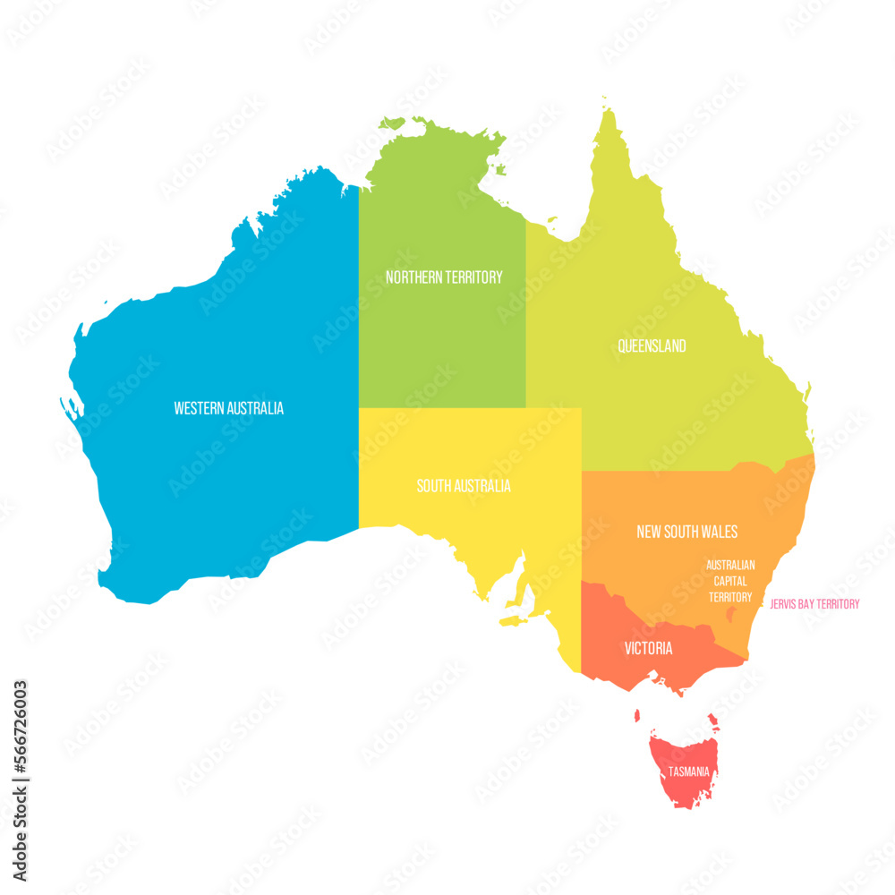 Australia political map of administrative divisions Stock Vector ...