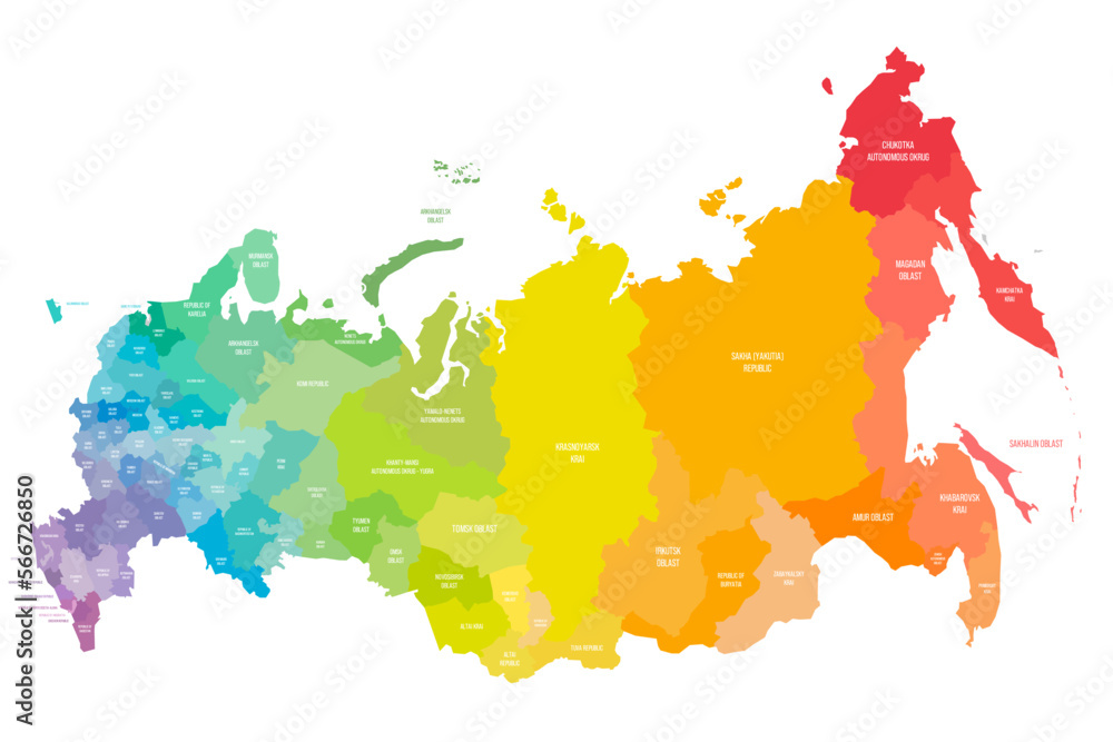 Vetor de Russia political map of administrative divisions do Stock ...