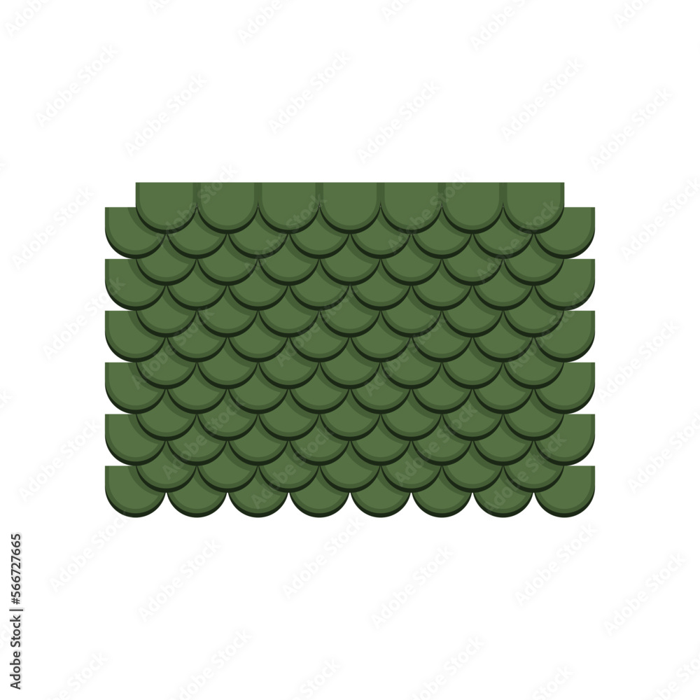 Green ceramic roof shingles vector illustration. Cartoon drawing of ...