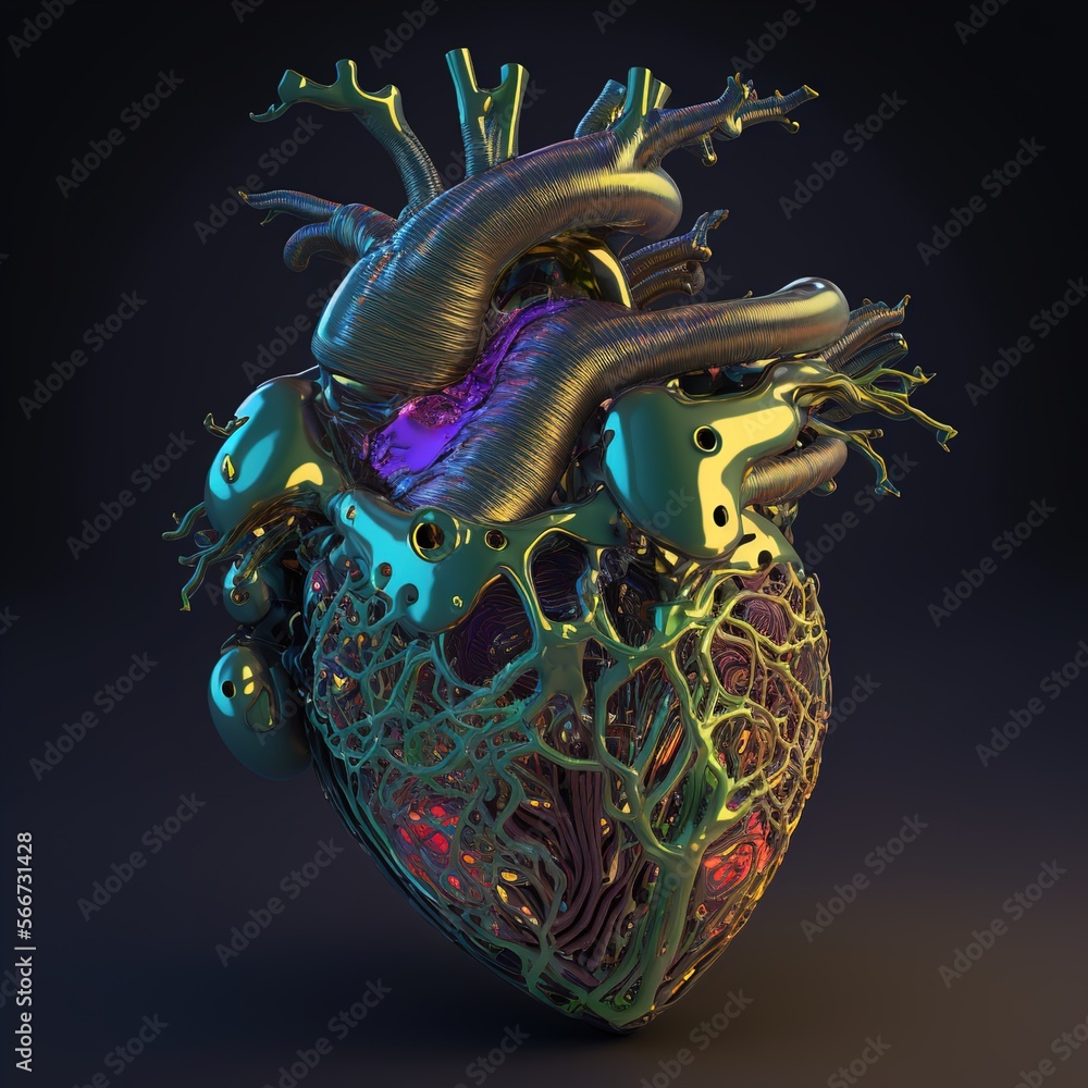 Abstract model and design of human heart. Generative AI. Stock ...