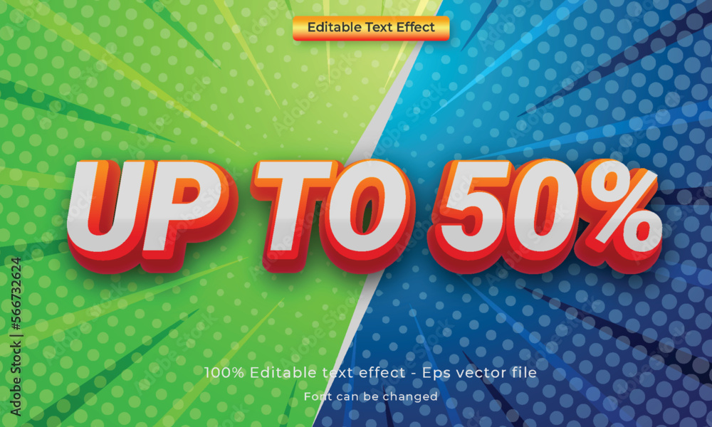Flash Sale 50 Off 3D Vector Text Effect. Color full background design ...