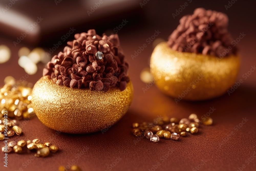 High-Resolution Image of Luxury Chocolates Scene with Gold Details ...