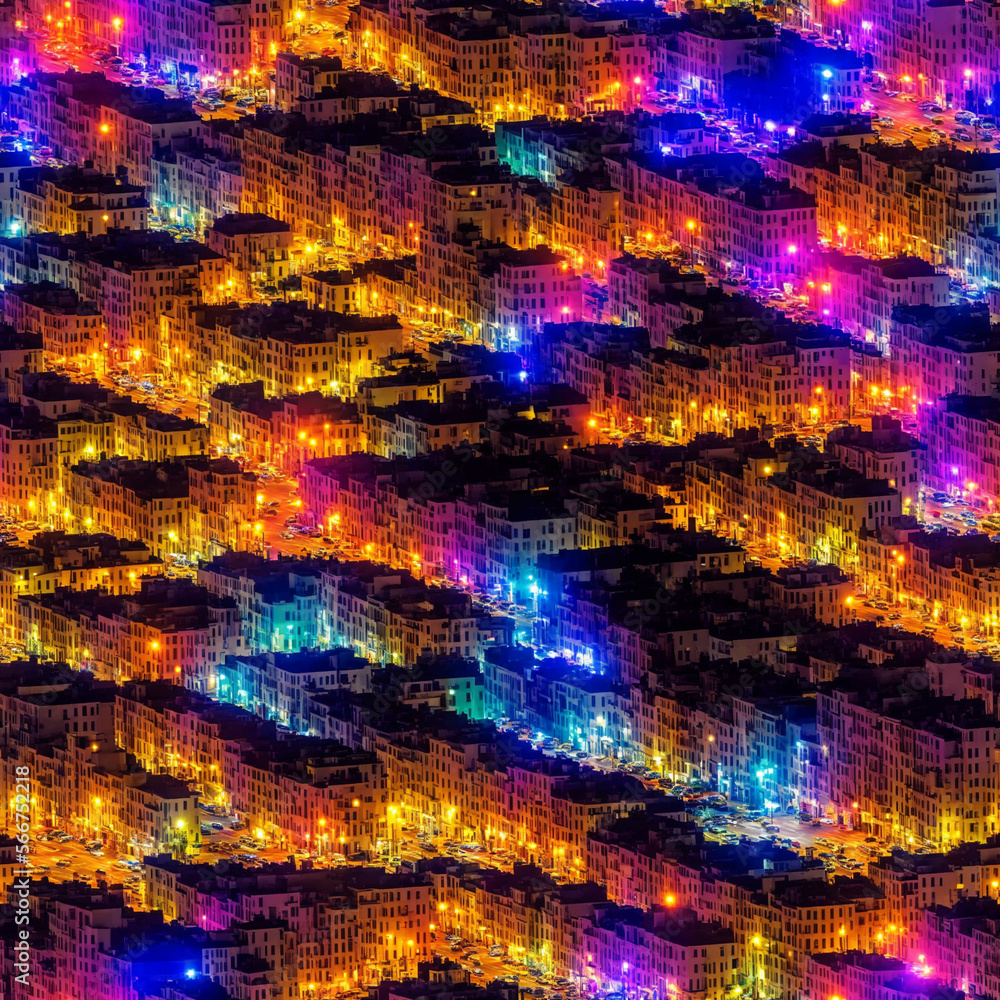 City Streets at Night Seamless Background AI Generative. Urban Backdrop ...