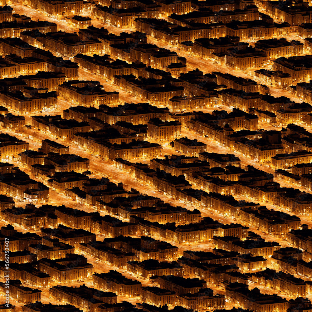 Seamless Cityscape Pattern, City Streets at Night as Tile Background ...