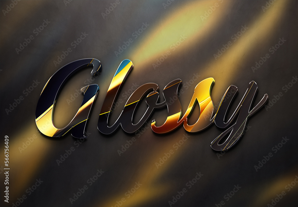 Glossy Reflective Text Effect with Gold and Brown Colors Mockup Stock ...