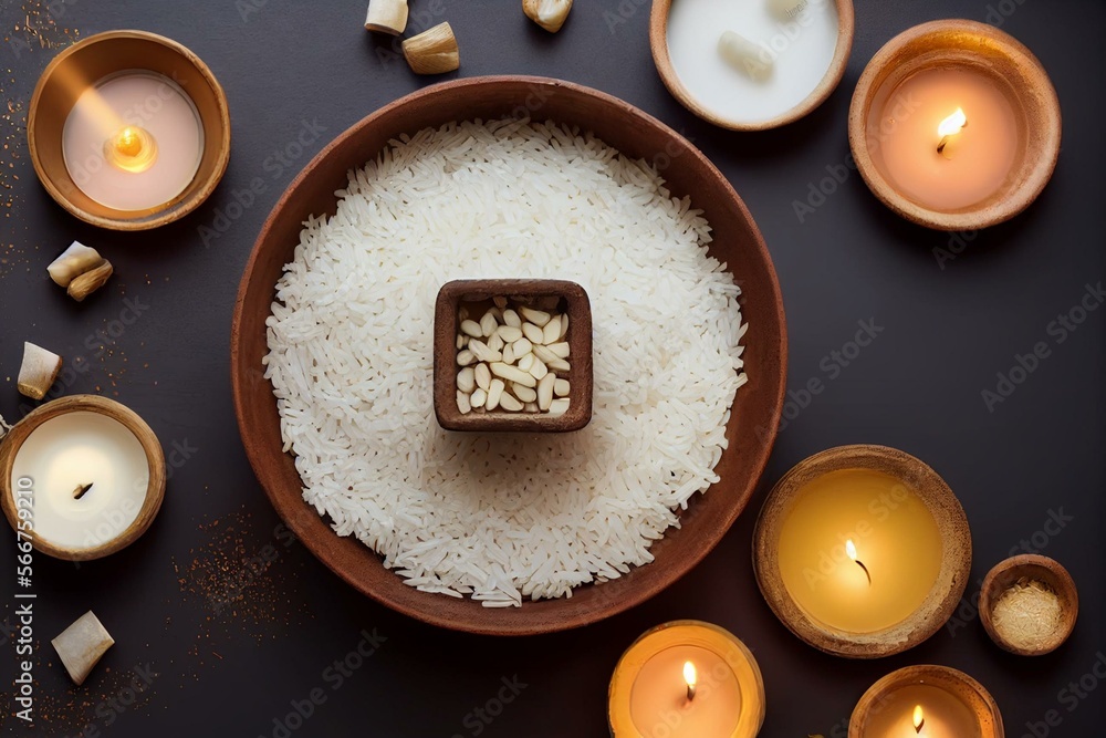 Happy Pongal Celebration Background With Top View Of Traditional Dish ...