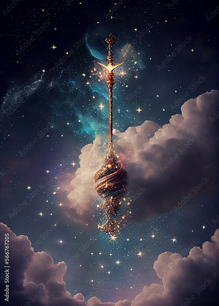 Beautiful magic wand with sparkle on dark background, AI Generated ...