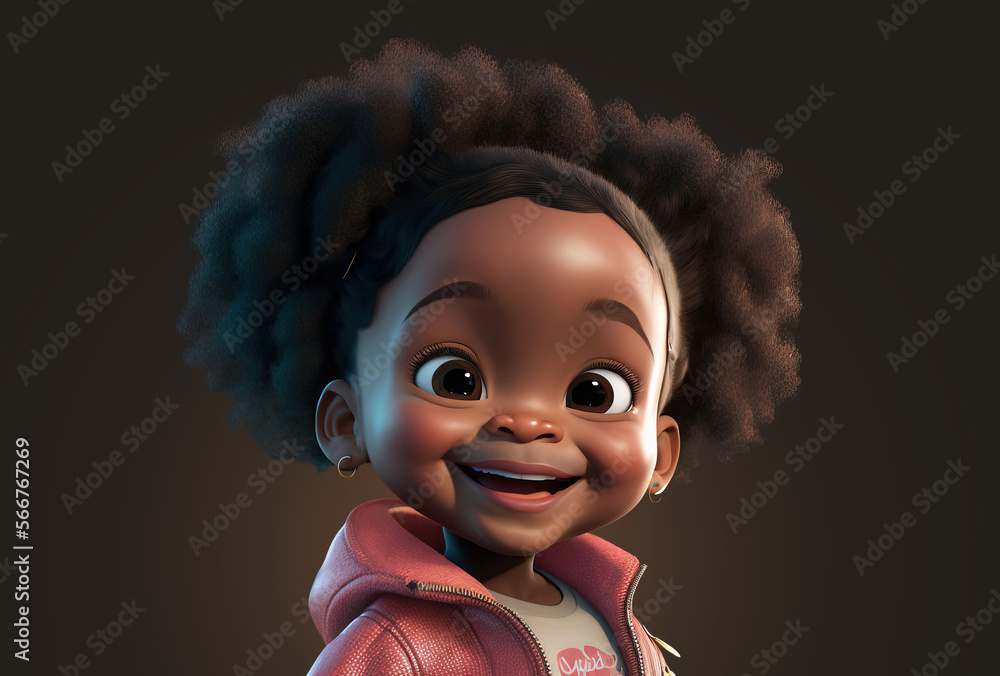 generic smiling african american baby girl cartoon portrait Stock ...