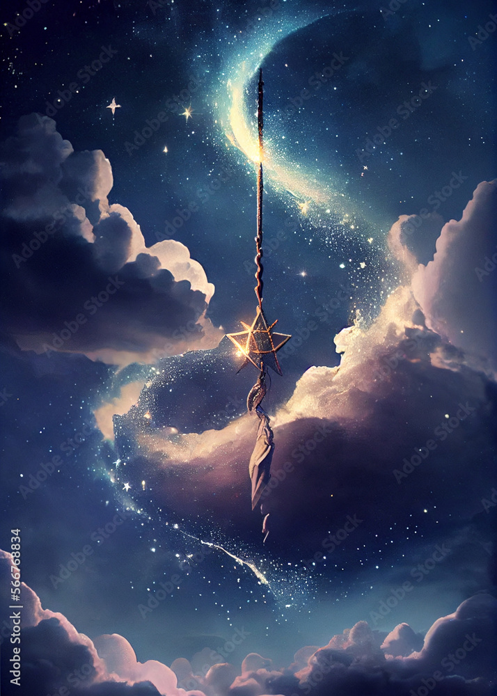 Beautiful magic wand with sparkle on dark background, AI Generated ...