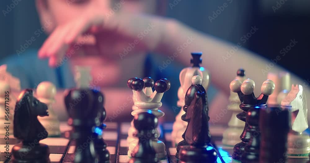 Cute little boy playing chess at home. Smart kids. Game good for brain ...