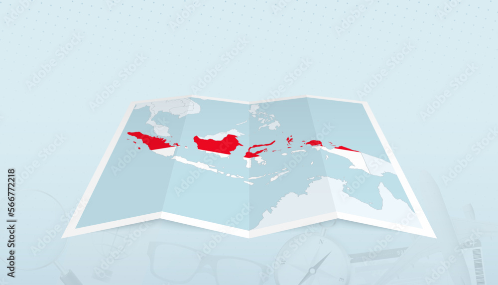 Map of Indonesia with the flag of Indonesia in the contour of the map ...