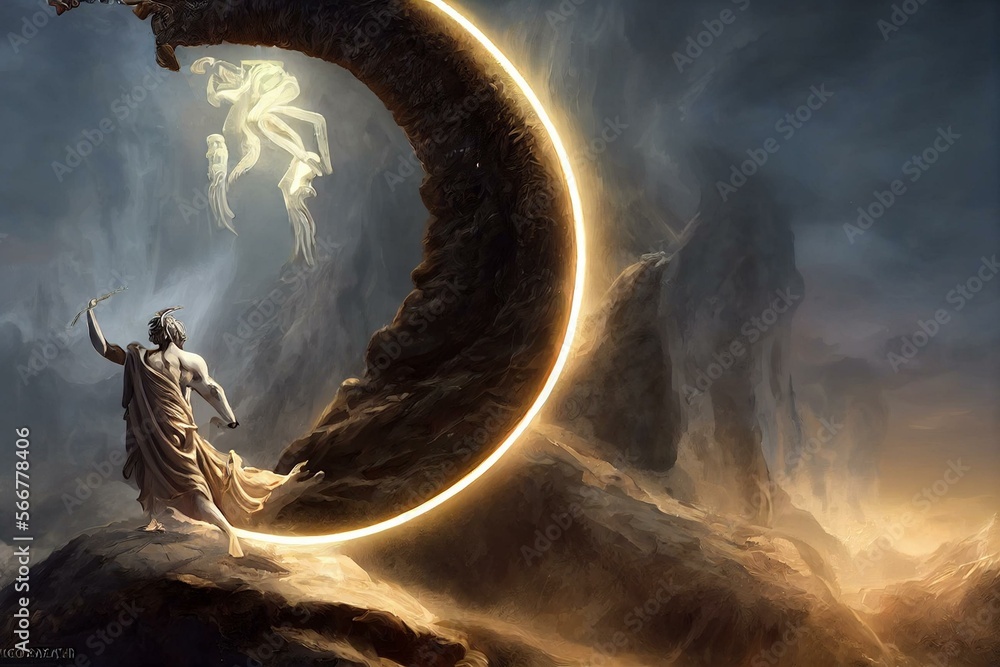 Digital Illustration Of Cronus King Of The Titans And The God Of Time Fantasy Concept Art Of