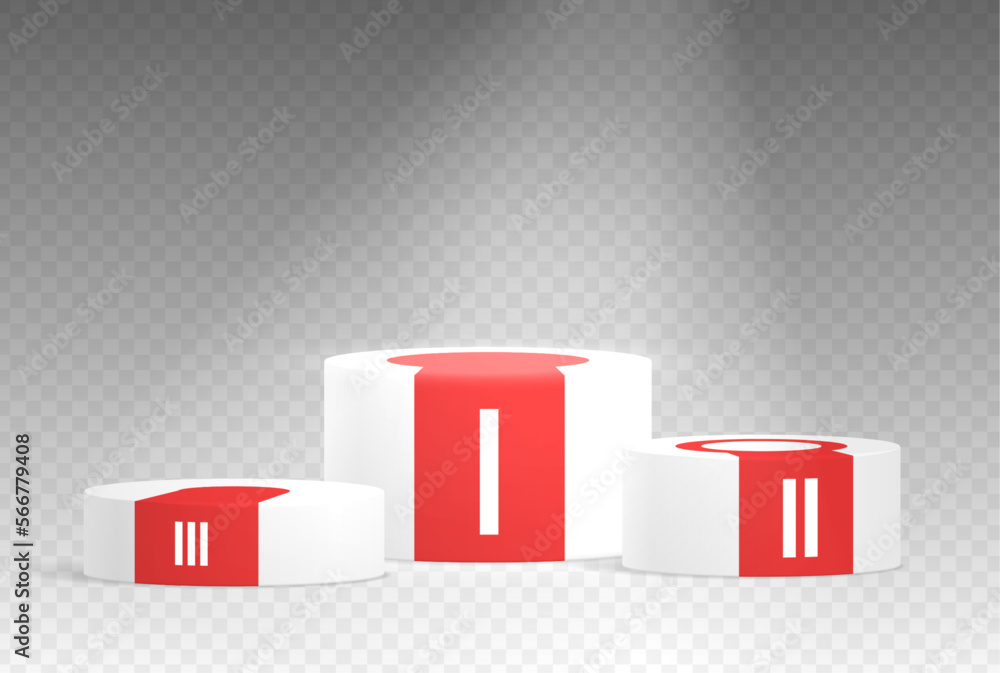 Winners podium white with red carpets. Stage for awards ceremony ...