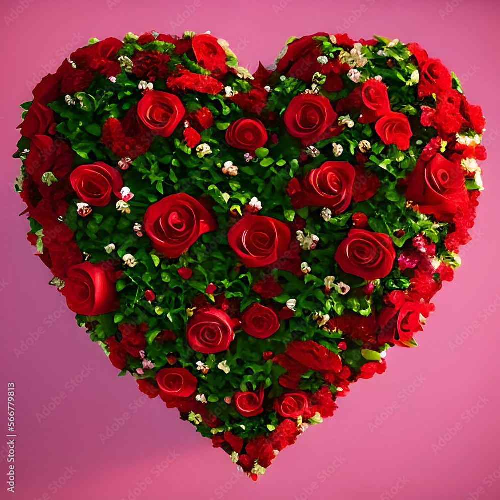 Amor, corazon hecho de rosas, centrado, corazón enamorado, día de San ...