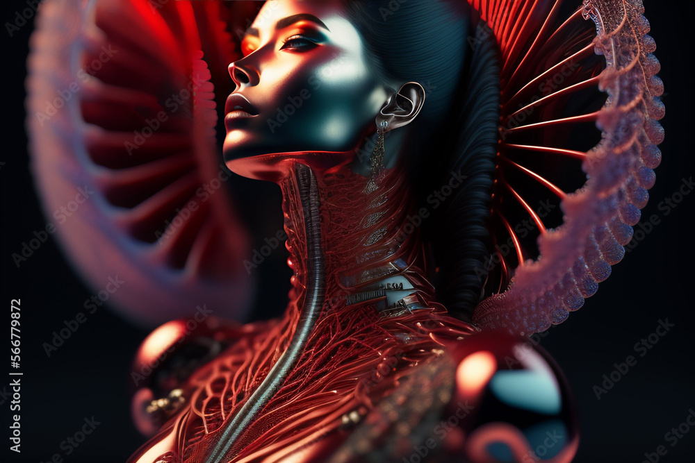 AI generated digital art of a robot with veins and wires Stock ...