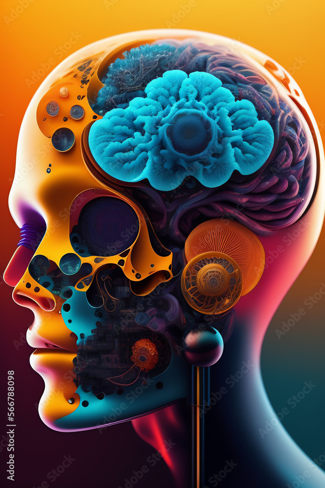 AI generated digital art of a robot with veins and wires Stock ...