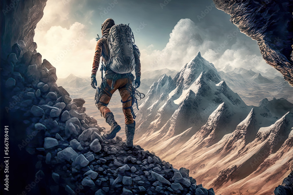 Bergsteiger in den Bergen Alpen Mountain Digital Art Abstrakte ...