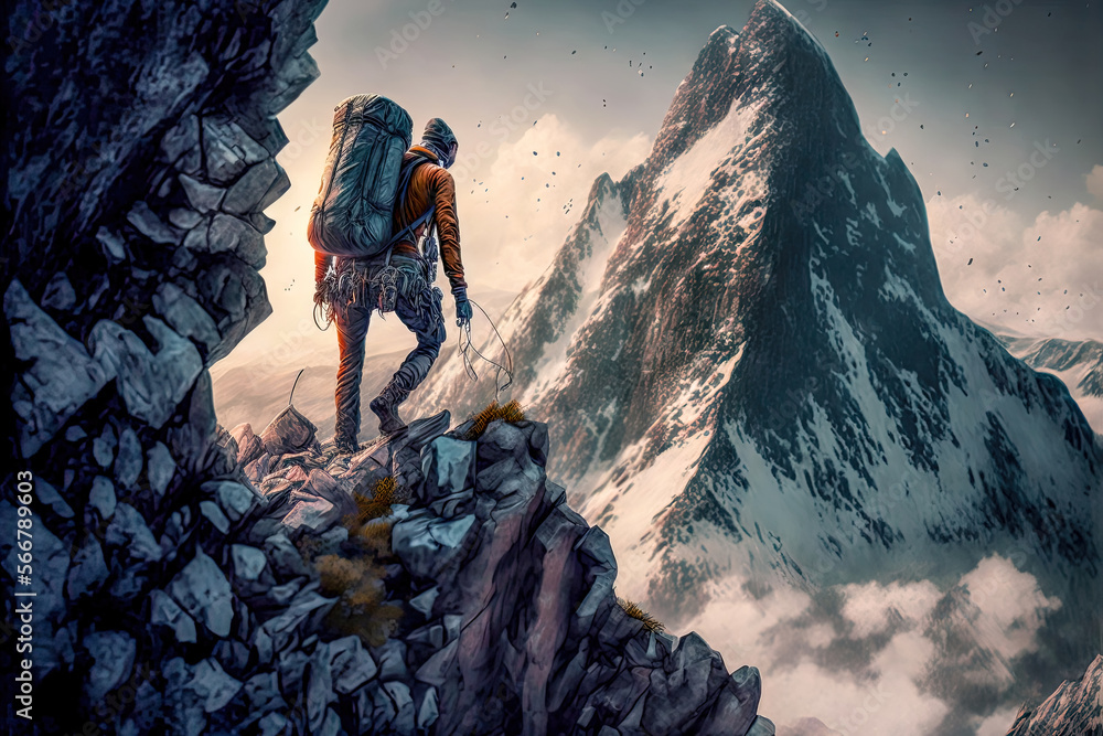 Bergsteiger in den Bergen Alpen Mountain Digital Art Abstrakte ...