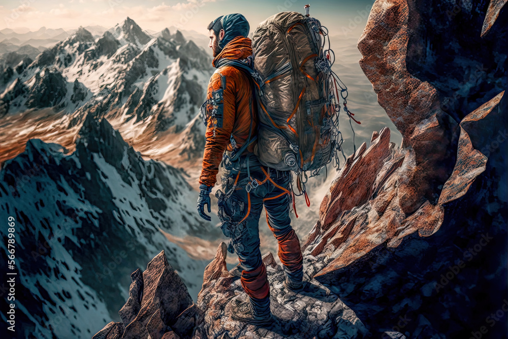 Bergsteiger in den Bergen Alpen Mountain Digital Art Abstrakte ...