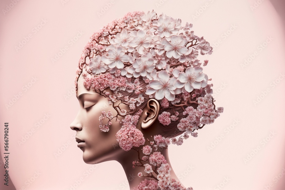 "Cherry Blossom-Head" with delicate pink petals arranged in the shape ...