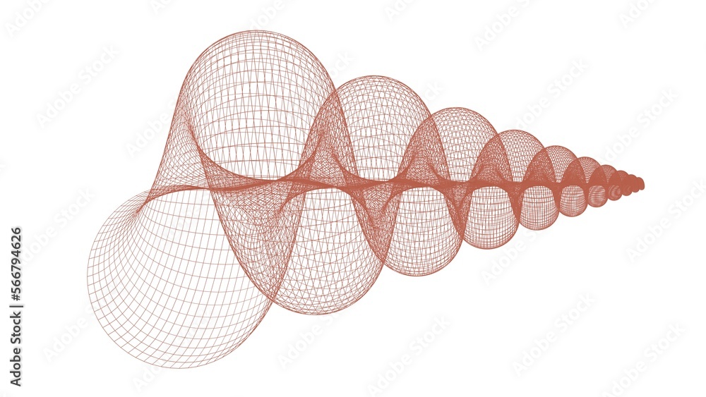 snail shell 3d representation, irrational proportion of golden ratio ...