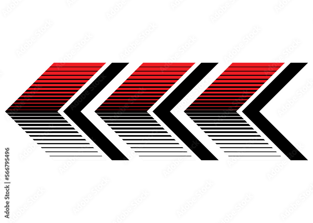 Vector striped arrow. Pattern for a sports car, moto, boat, body ...