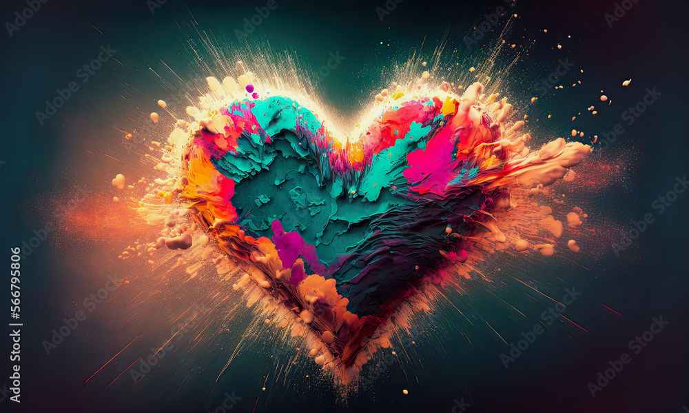 ai midjourney generated fantasy illustration of an exploding heart ...