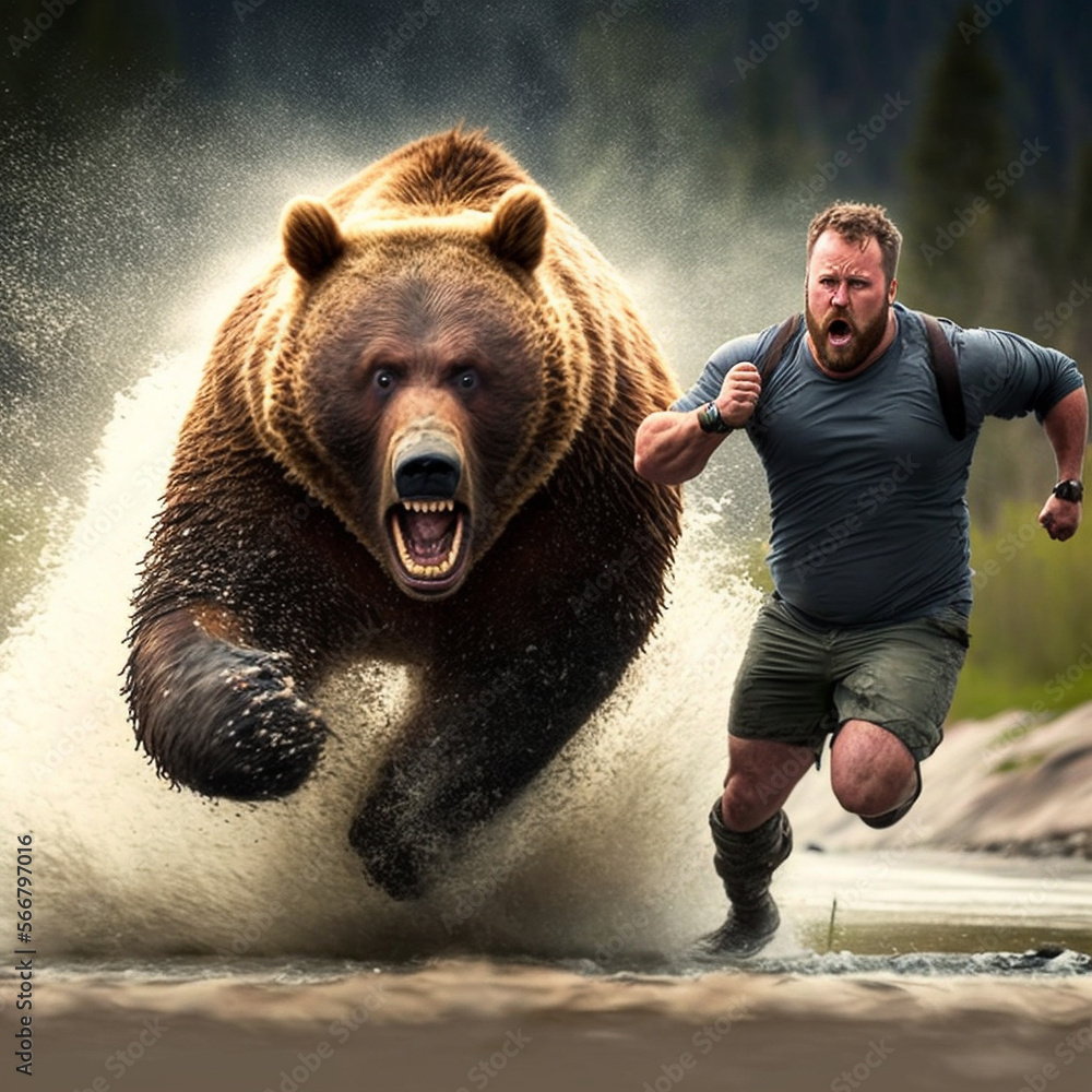 nature: bob about to get eaten by a bear (generative ai content) Stock ...