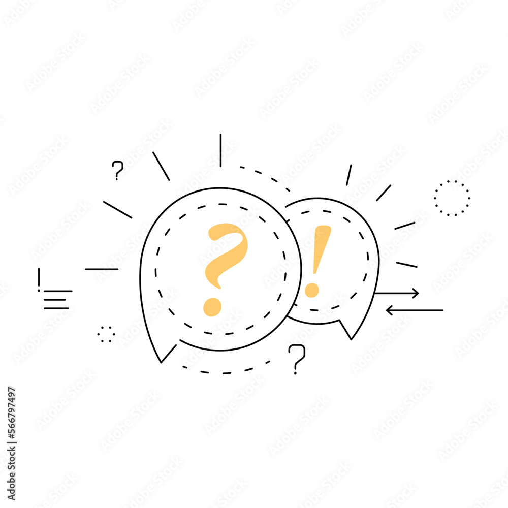 Vector illustration with question mark and exclamation mark. Outlined ...