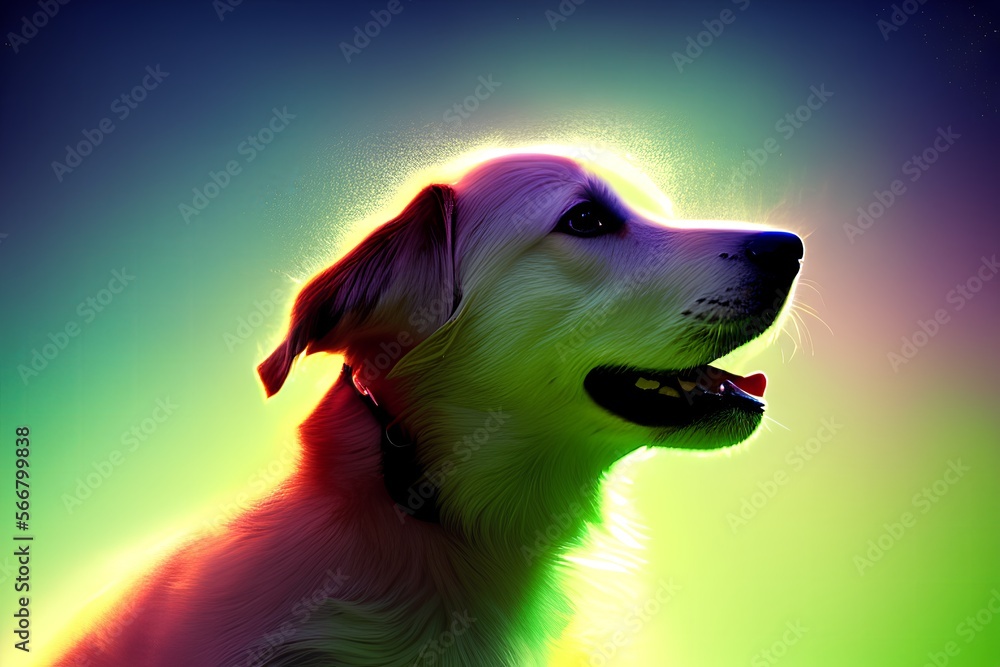 dog concept art in abstract colorful background, fantasy art Stock ...
