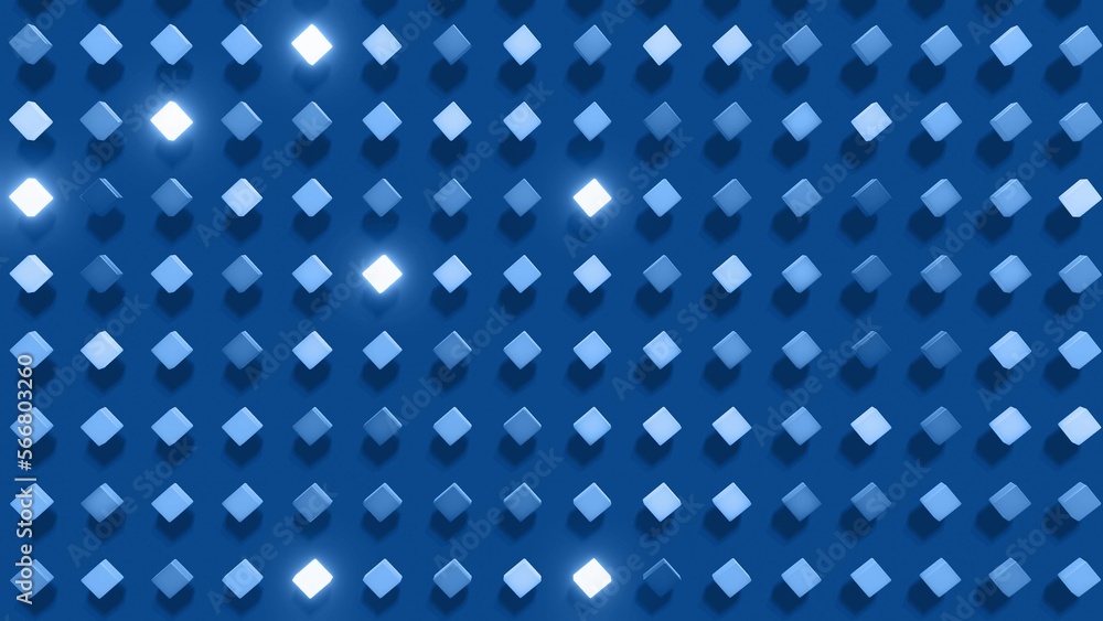 3d render. 3d abstract dark geometric bg with gray cubes flash with ...