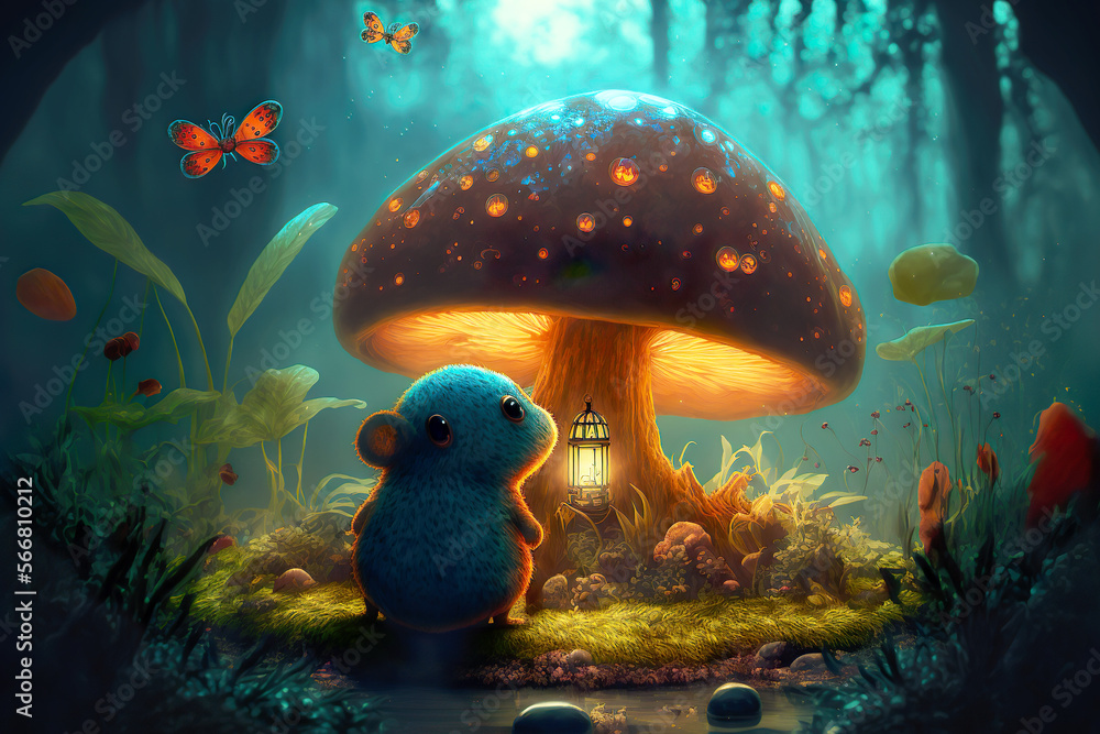 A fairy-tale forest with animals and plants that really fit it. A ...