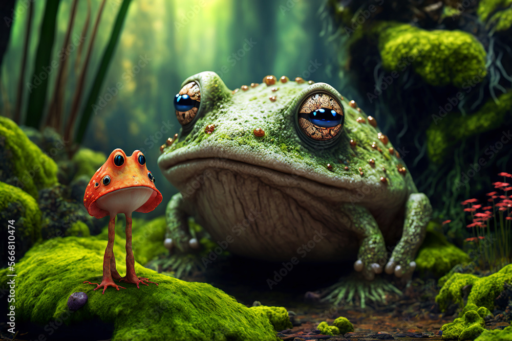 A fairy-tale forest with animals and plants that really fit it. A ...