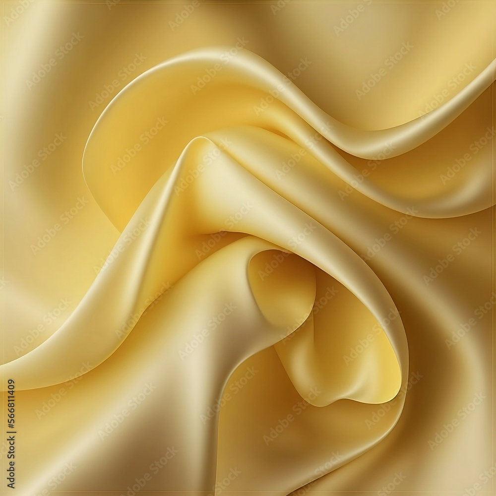 Yellow soft fabric folds created with generative AI. Pale yellow silk ...