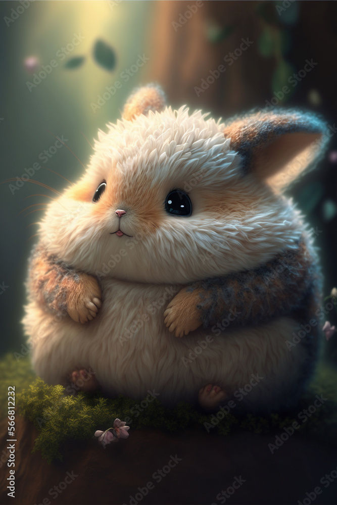 Fluffy heart melting cute animated rabbit baby - generated with AI ...