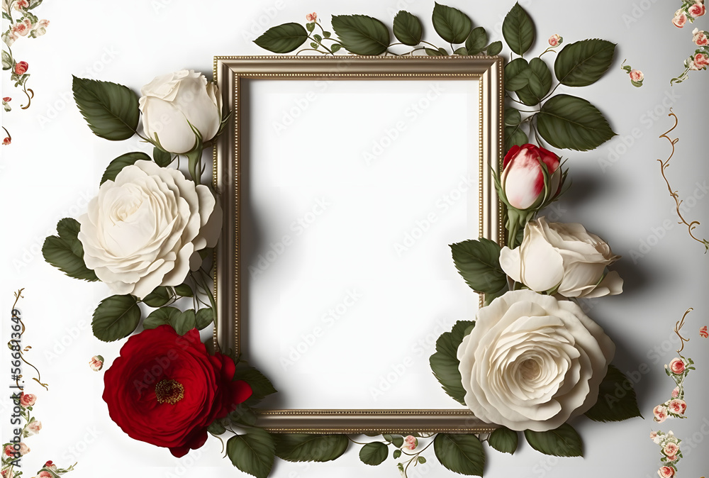 BlankPicture vintage photo Frame surround by a Floral frame of English ...