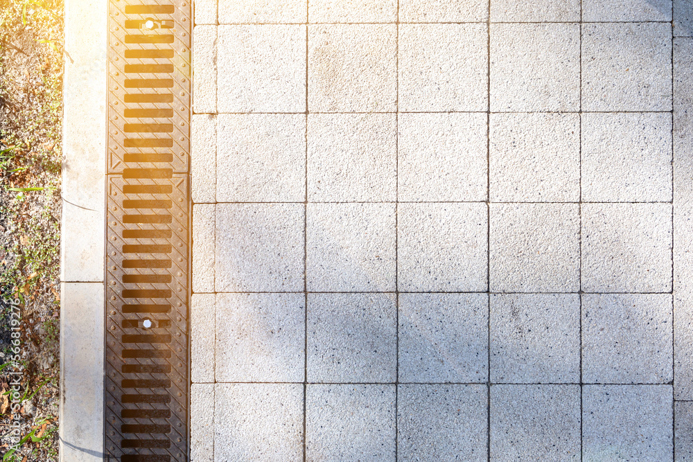 Iron grate of drainage system for storm water drainage from pedestrian ...