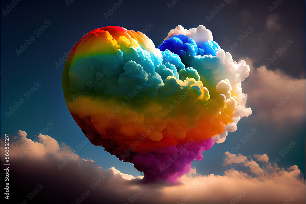 gay cloud, friendship valentines, beautiful gay pride colorful rainbow heart shaped clouds in a ...