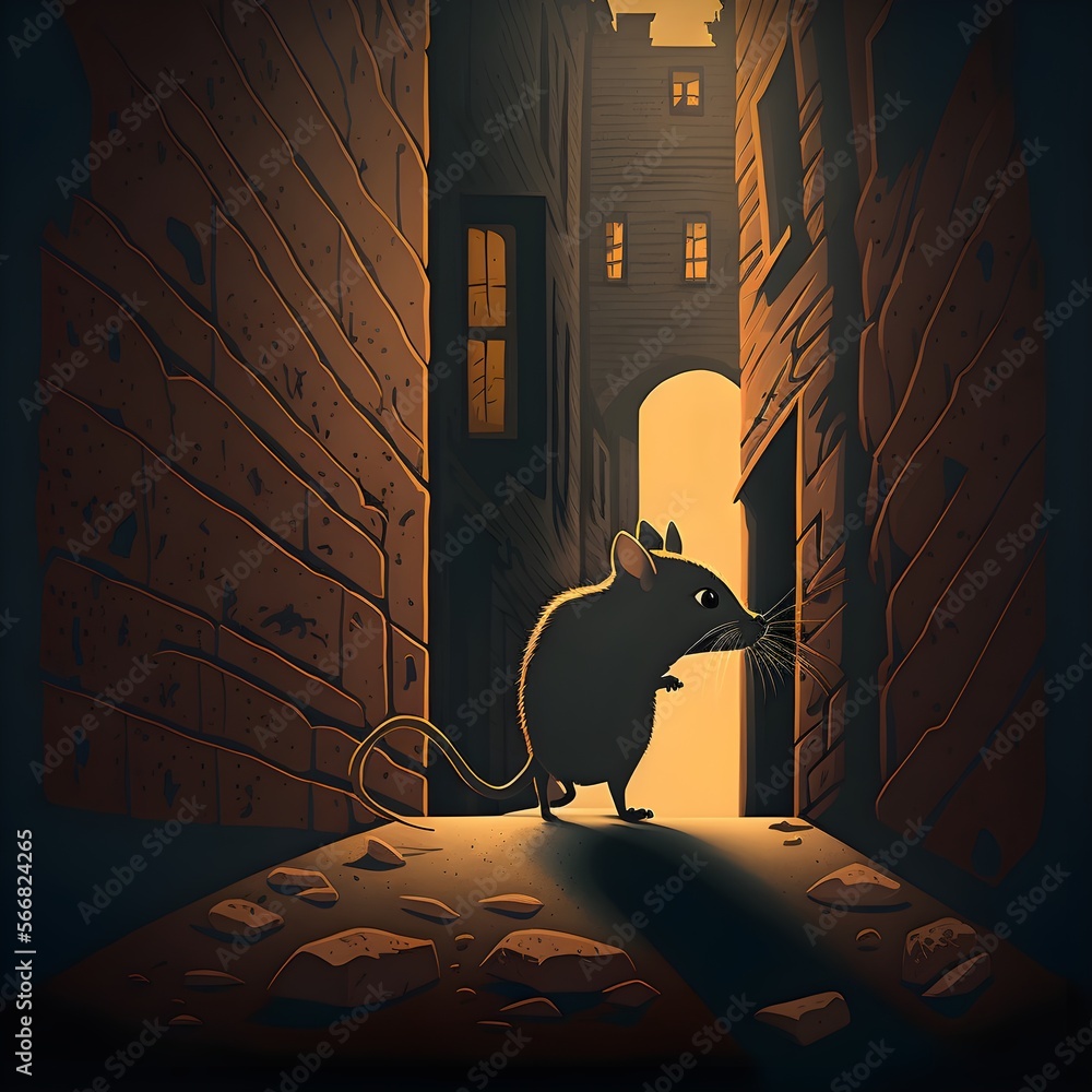 Intelligent and inquisitive Woodrat sneaking along a wall with its huge ...
