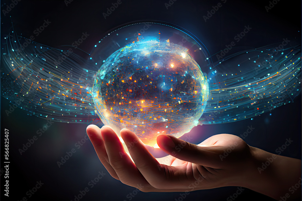 Hand holding worldwide Data System Stock Photo | Adobe Stock